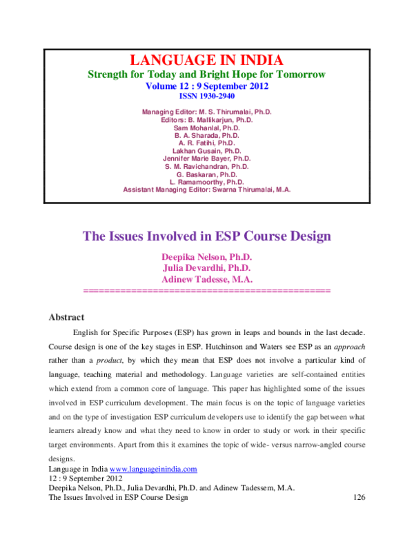 (PDF) LANGUAGE IN INDIA Strength for Today and Bright Hope for Tomorrow ...