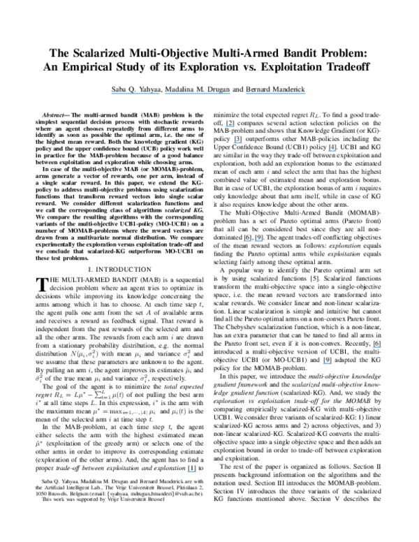 Pdf Exploration Vs Exploitation In The Multi Objective Multi Armed