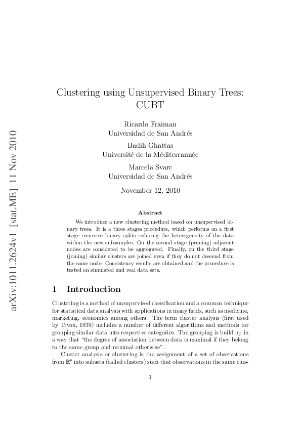 (PDF) Clustering using Unsupervised Binary Trees: CUBT