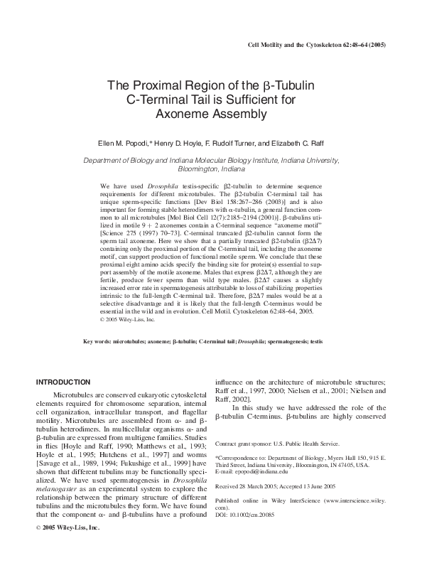 (PDF) The proximal region of the β-tubulin C-terminal tail is ...