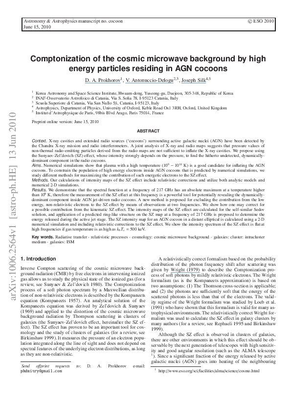 (PDF) Comptonization of the cosmic microwave background by high energy ...