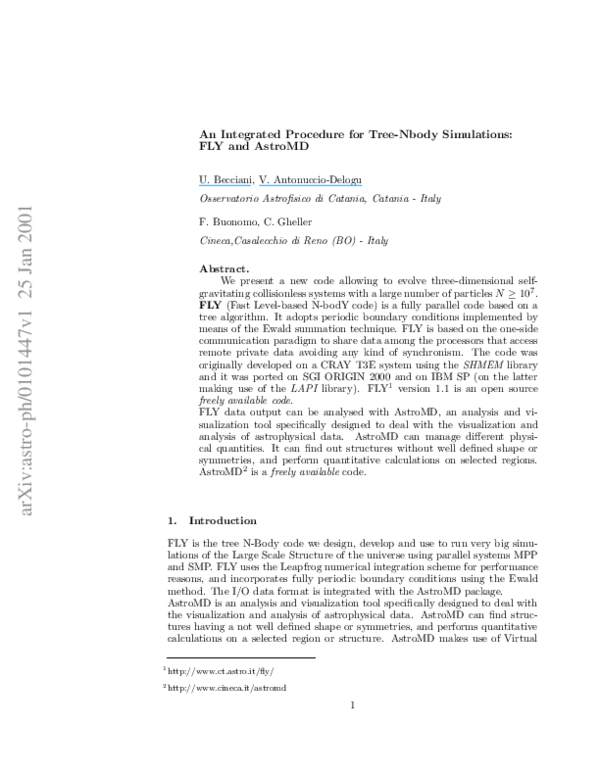 (PDF) An Integrated Procedure for Tree-Nbody Simulations: FLY and AstroMD