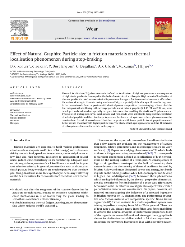 (PDF) Effect of Natural Graphite Particle size in friction materials on ...