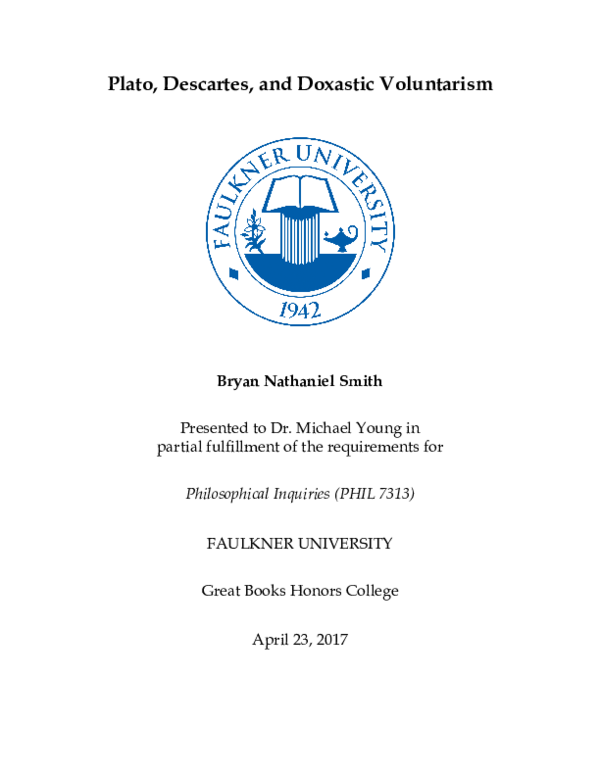 (PDF) Plato, Descartes, and Doxastic Voluntarism