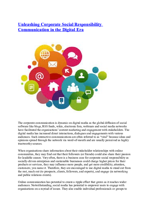 (DOC) Unleashing Corporate Social Responsibility Communication in the ...