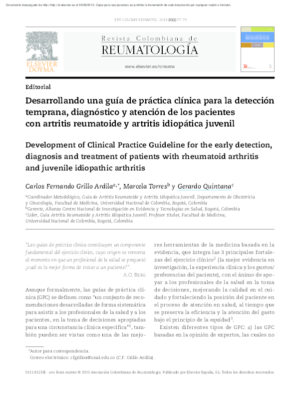 (PDF) Development of Clinical Practice Guideline for the early detection, diagnosis and ...