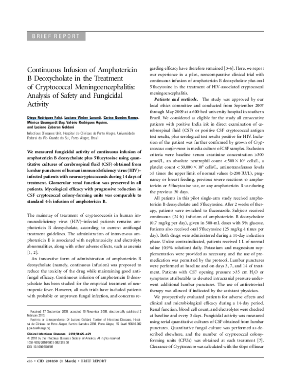 (PDF) Continuous Infusion of Amphotericin B Deoxycholate: A Cost ...