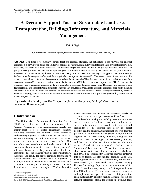 (PDF) A Decision Support Tool for Sustainable Land Use, Transportation ...