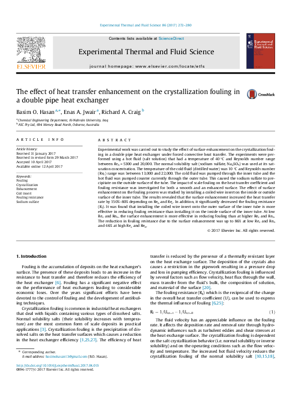 Pdf The Effect Of Heat Transfer Enhancement On The Crystallization