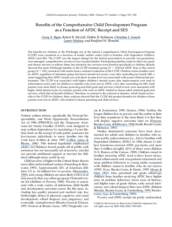 (PDF) Benefits of the Comprehensive Child Development Program as a ...