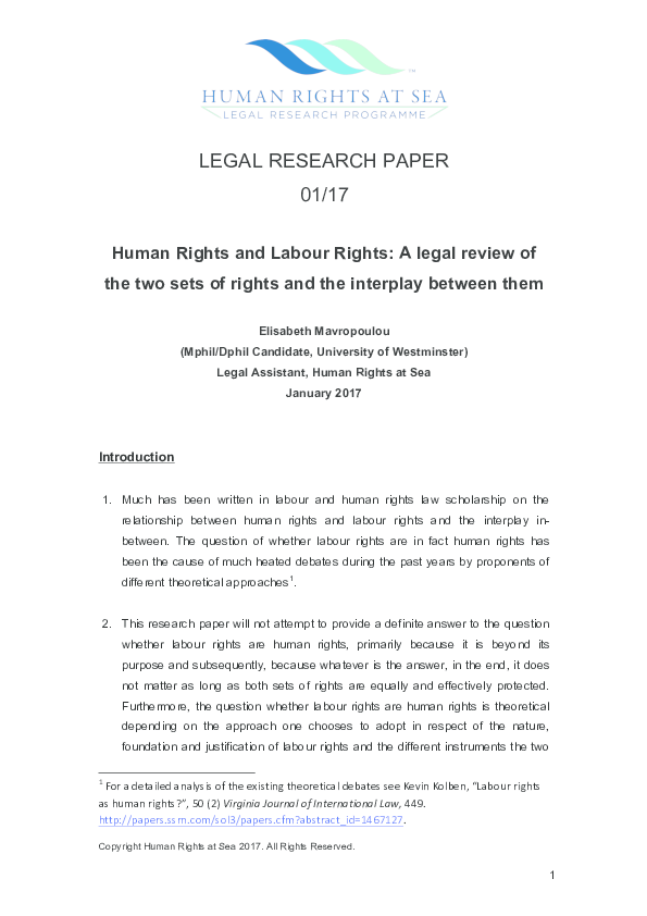 (PDF) Human Rights and Labour Rights: A legal review of the two sets of ...