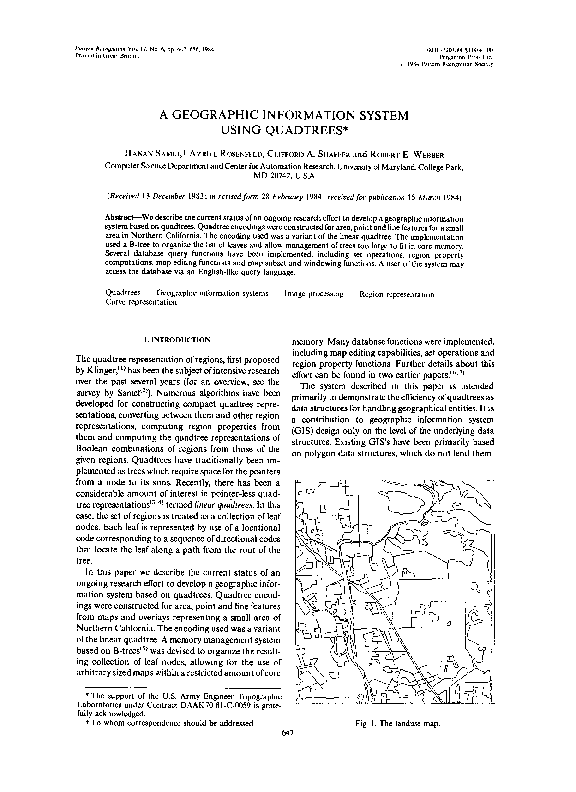 (PDF) A geographic information system using quadtrees