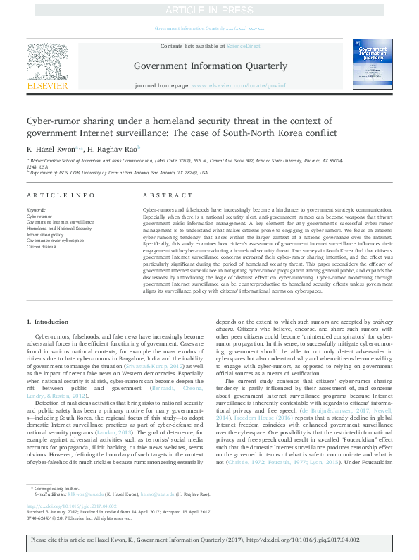 (PDF) Cyber-rumor sharing under a homeland security threat in the ...