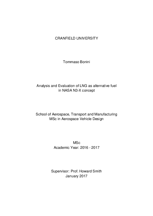 (PDF) Analysis and Evaluation of LNG as alternative fuel in NASA N3-X ...