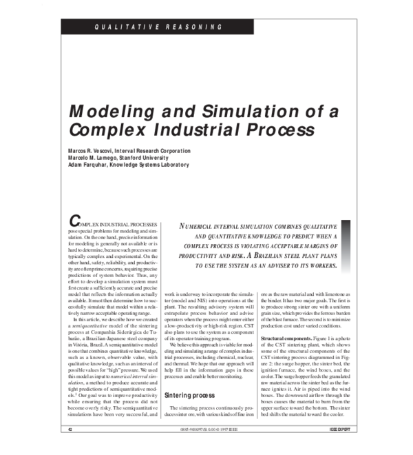 (PDF) Modeling and simulation of a complex industrial process