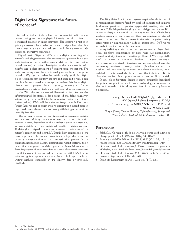 (PDF) Digital Voice Signature: the future of consent? | Sobha ...