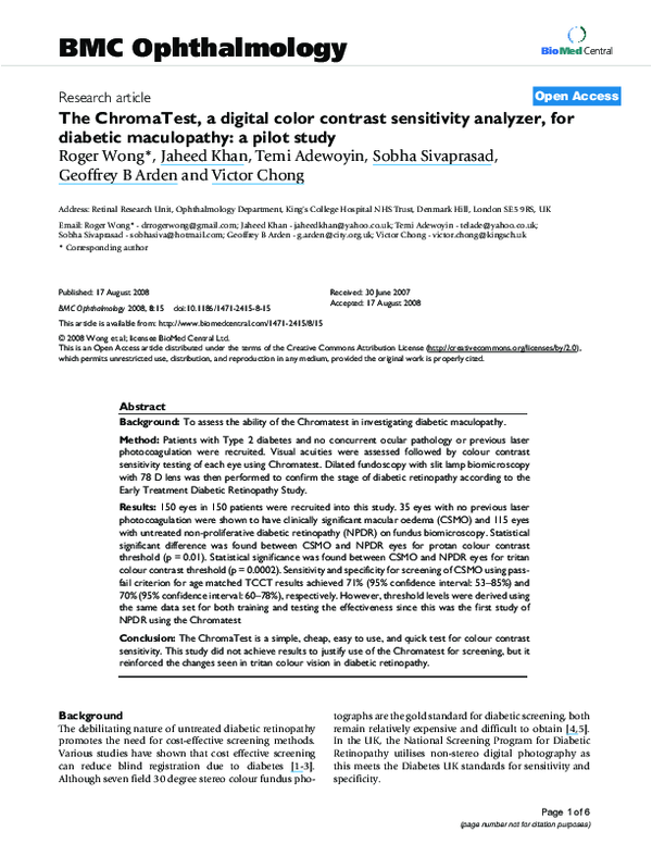 (PDF) The ChromaTest, a digital color contrast sensitivity analyzer ...