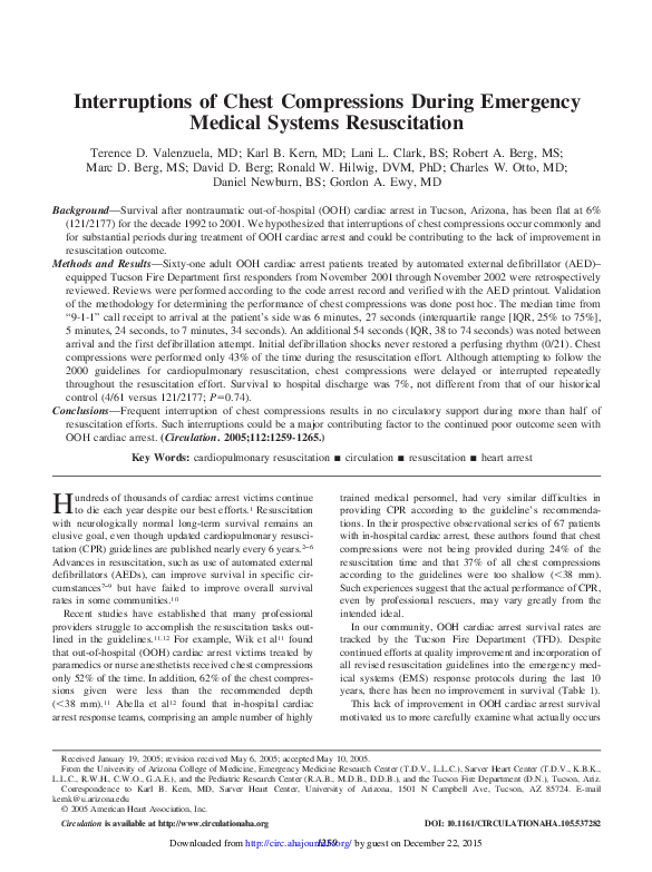 (PDF) Interruptions of Chest Compressions During Emergency Medical ...