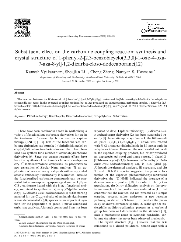 (PDF) Novel Carborane Species from Lithium Salt Coupling Reaction