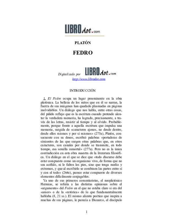 (DOC) Platón - Fedro