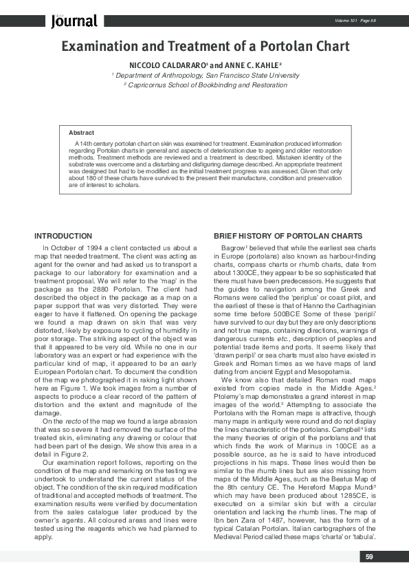 (PDF) Examination and Treatment of a Portolan Chart
