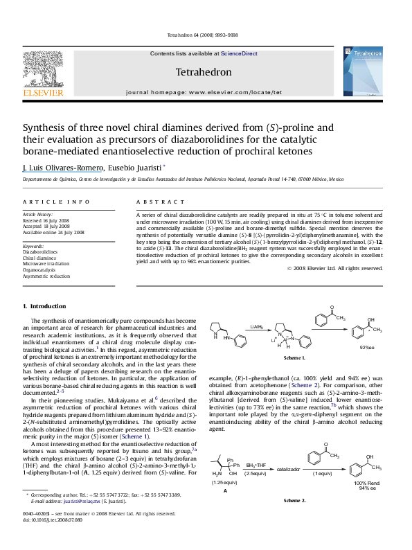 (PDF) ChemInform Abstract: Synthesis of Three Novel Chiral Diamines ...