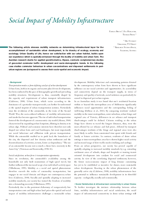 (PDF) Social impact of mobility infrastructure