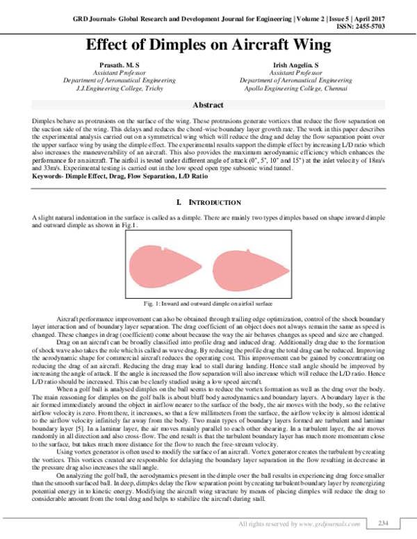 (PDF) Effect of Dimples on Aircraft Wing