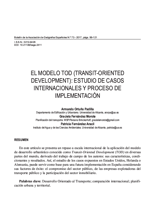 (PDF) El modelo T.O.D. (Transit-oriented development): estudio de casos ...