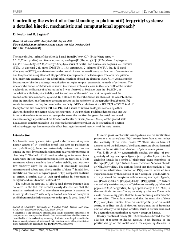 (PDF) Controlling the extent of π-backbonding in platinum(ii ...