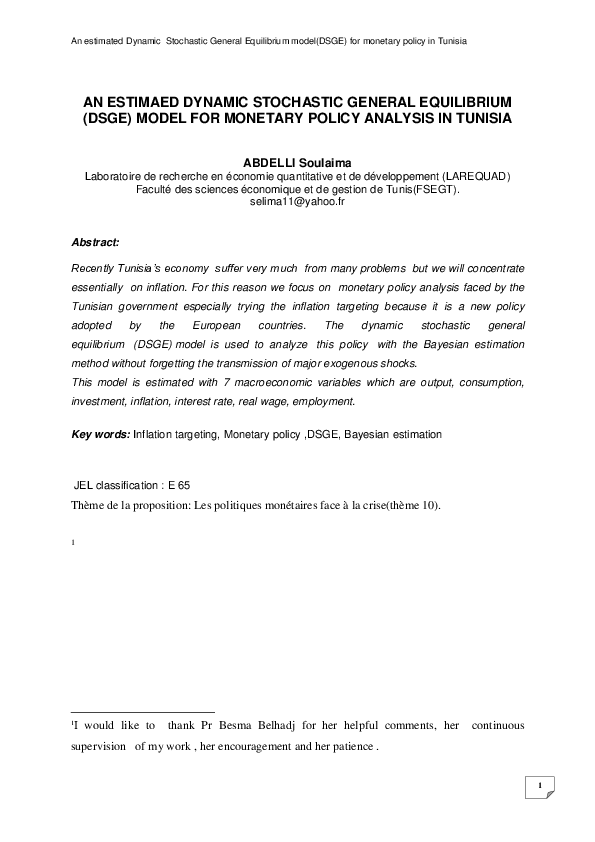 Pdf An Estimated Dynamic Stochastic General Equilibrium Model Dsge