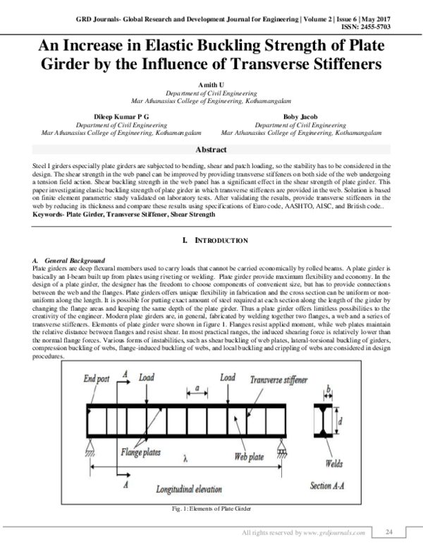 (PDF) An Increase in Elastic Buckling Strength of Plate Girder by the ...