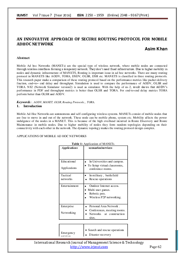 Pdf An Innovative Approach Of Secure Routing Protocol For Mobile