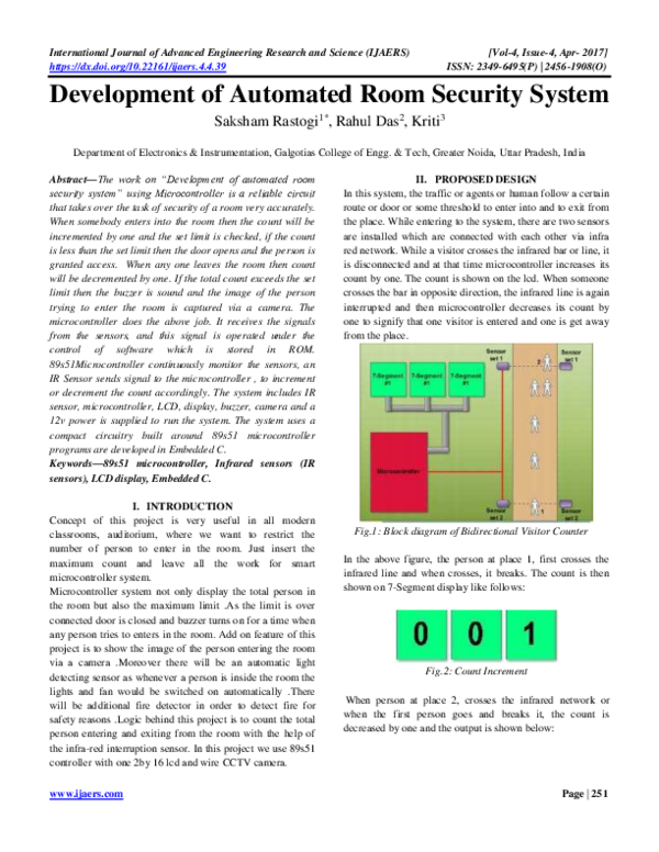 (PDF) Development of Automated Room Security System