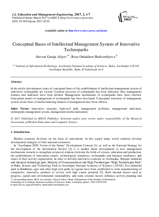 (PDF) Conceptual Bases of Intellectual Management System of Innovative ...