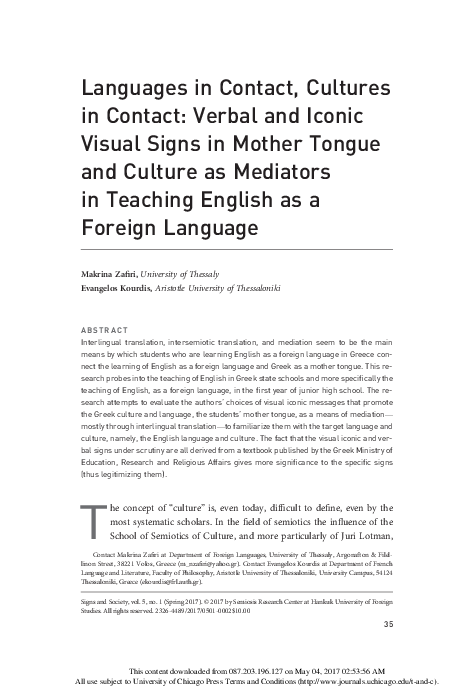 (PDF) Languages in contact, cultures in contact: Verbal and Iconic ...