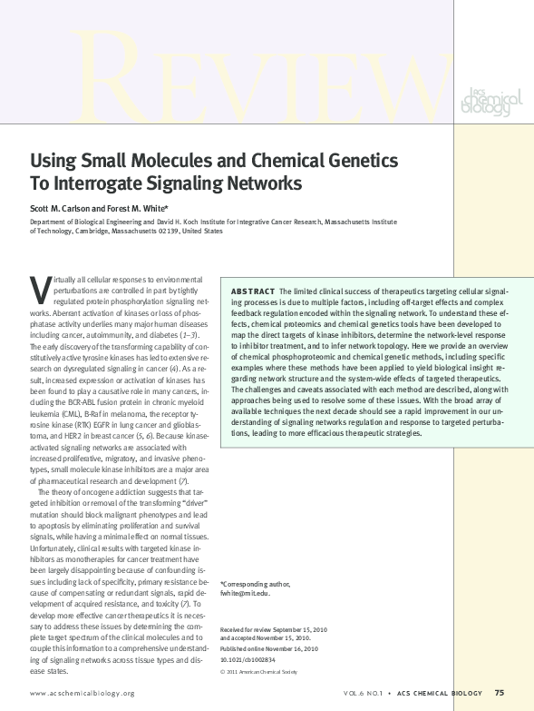 (PDF) Using Small Molecules and Chemical Genetics To Interrogate ...
