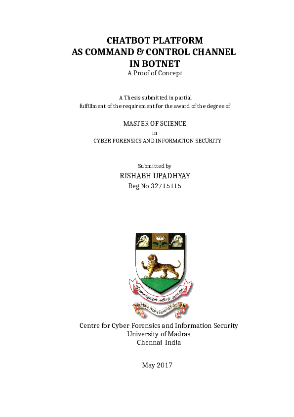 (PDF) CHATBOT PLATFORM AS COMMAND & CONTROL CHANNEL IN BOTNET A Proof ...