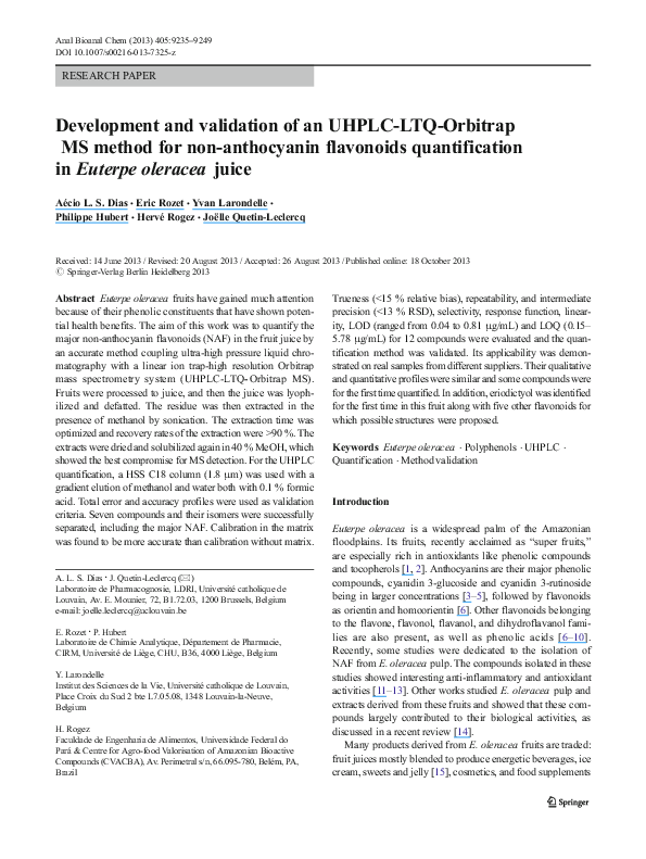 (PDF) Development and validation of an UHPLC-LTQ-Orbitrap MS method for non-anthocyanin ...