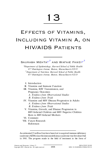 (PDF) Effects of vitamins, including vitamin A, on HIV/AIDS patients ...