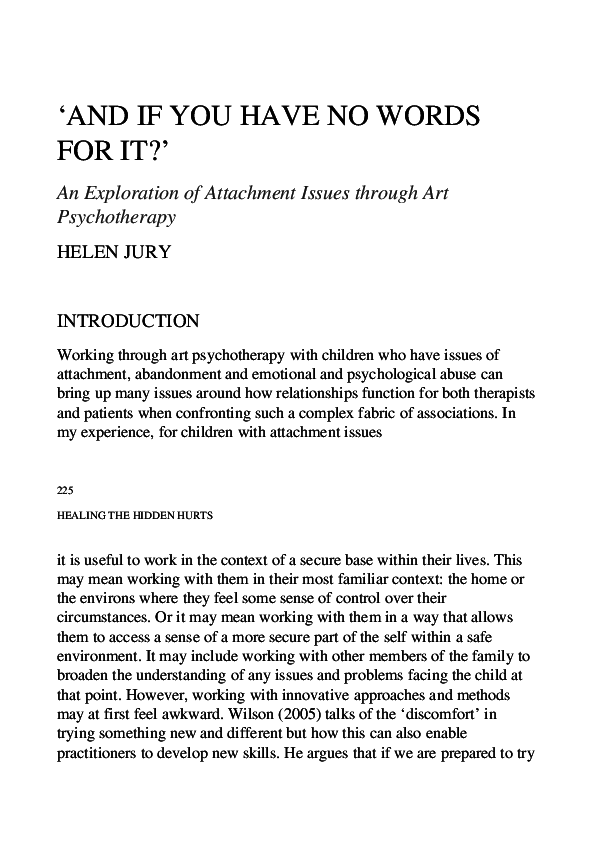(DOC) 'AND IF YOU HAVE NO WORDS FOR IT?' An Exploration of Attachment ...