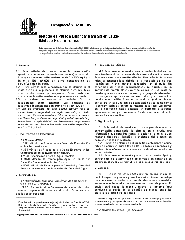 (DOC) Método de Prueba Estándar para Sal en Crudo (Método Electrométrico