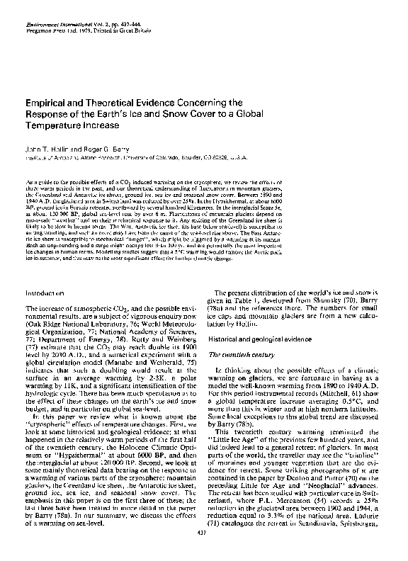 (PDF) Empirical and theoretical evidence concerning the response of the ...