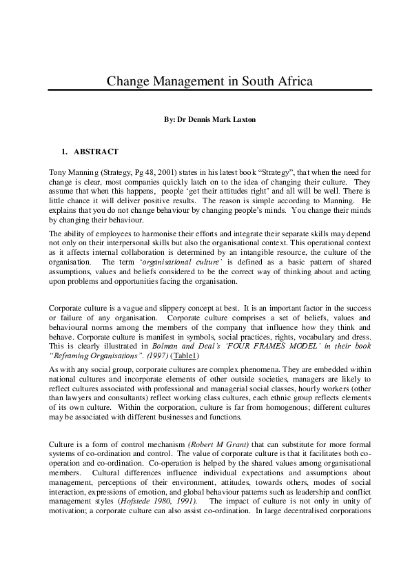 (PDF) Change Management in South Africa