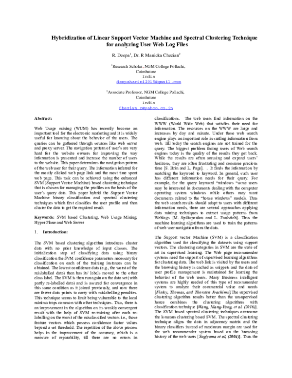 (DOC) Hybridization of Linear Support Vector Machine and Spectral Clustering Technique for ...