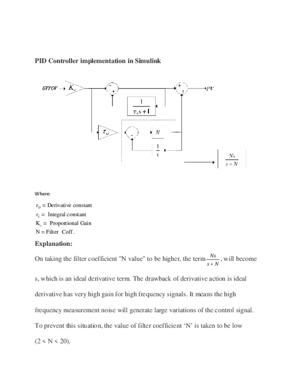 Pdf Pid Controller Implementation In Simulink