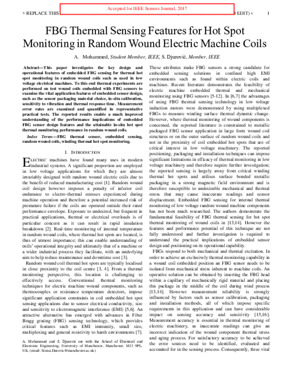 (PDF) FBG Thermal Sensing Features for Hot Spot Monitoring in Random ...