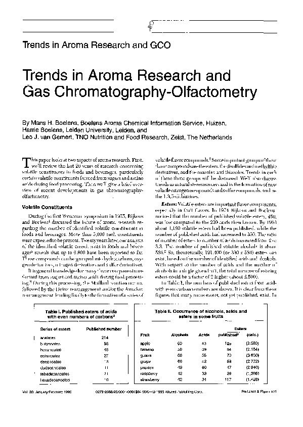 (PDF) Trends in aroma research and gas chromatography-olfactometry