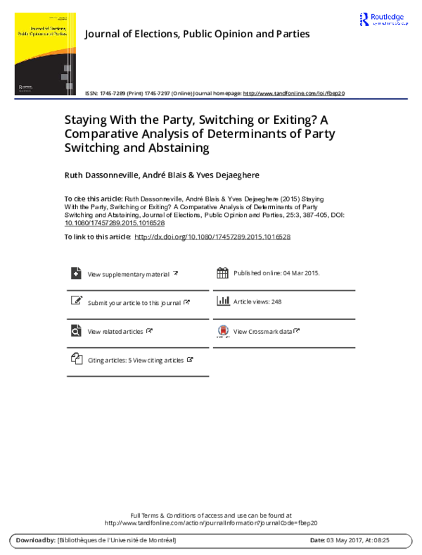(PDF) Staying with the Party, Switching, or Exiting? A Comparative ...