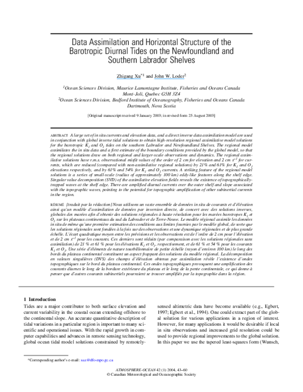 (PDF) Data assimilation and horizontal structure of the barotropic ...